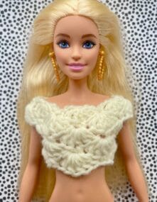 Free Barbie doll crochet clothes patterns - Shell stitch dress, tops ...