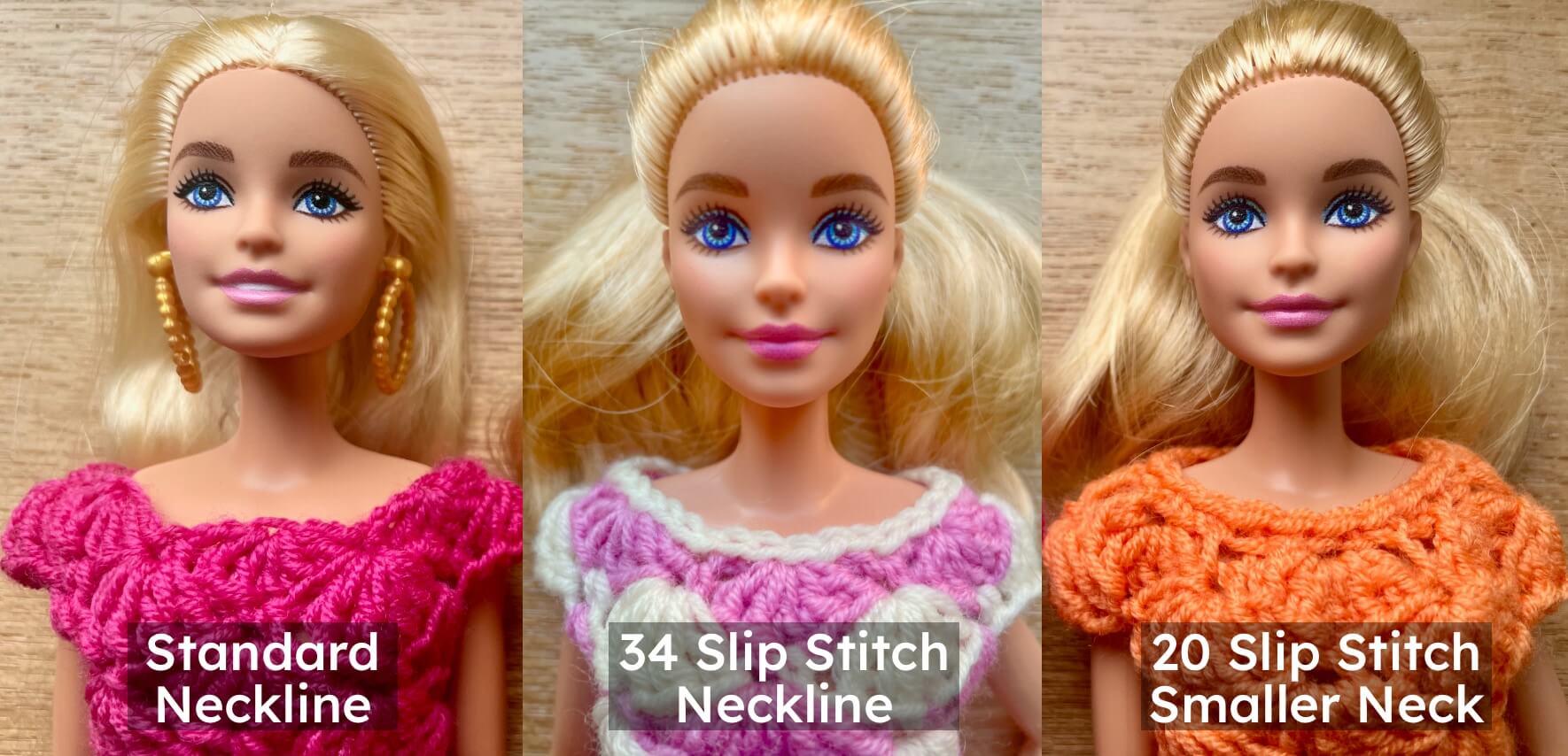 Free Barbie doll crochet clothes patterns - Shell stitch dress, tops ...