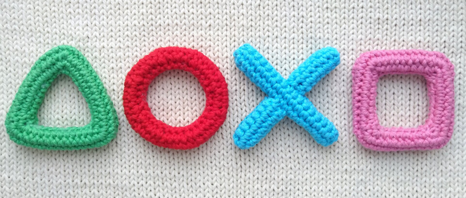 PlayStation icons free crochet pattern - 3D circle, triangle, x, square