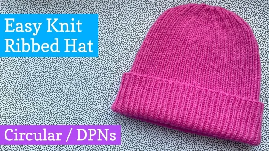 Free Easy Knit Ribbed Hat Pattern for Circular Needles - Craft Fix